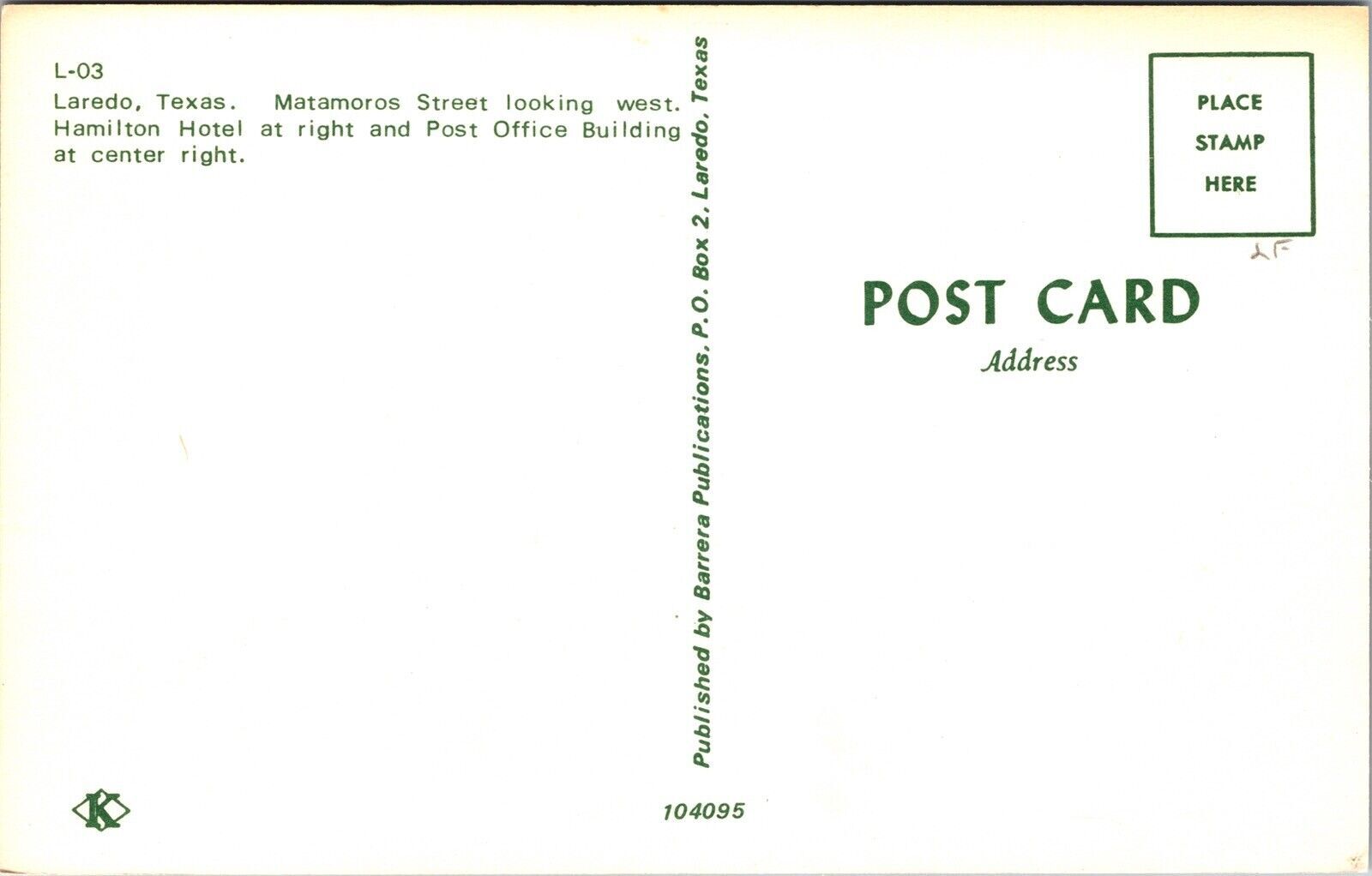 Matamoros Street Hamilton Hotel Post Office Building Flag Laredo TX ...