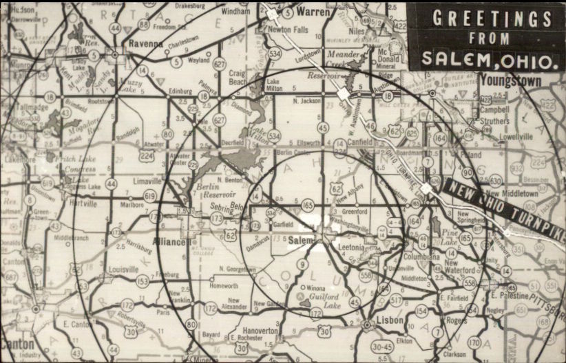 Salem OH Map c1950s-60s Real Photo Postcard | United States - Ohio ...