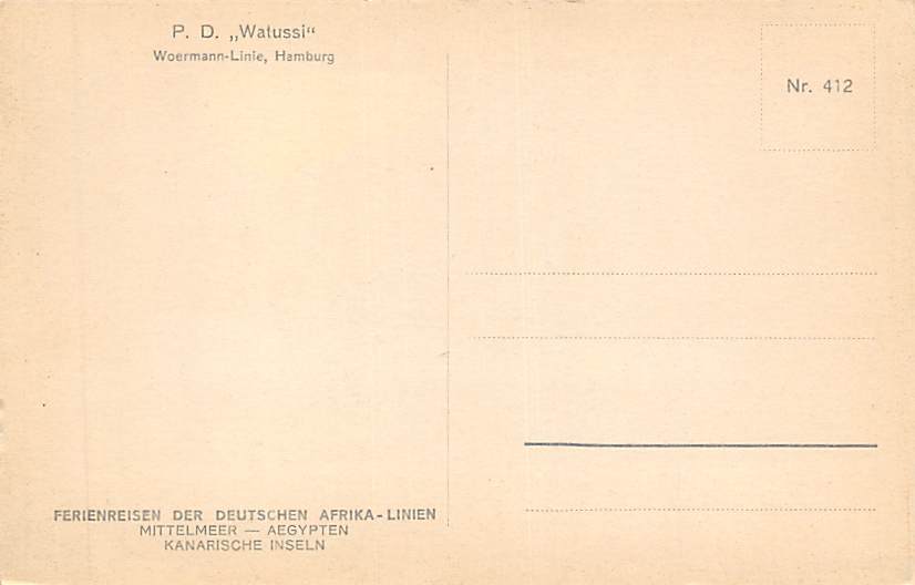 SS Watsuri Woermann Line Unused | Topics - Other, Postcard / HipPostcard