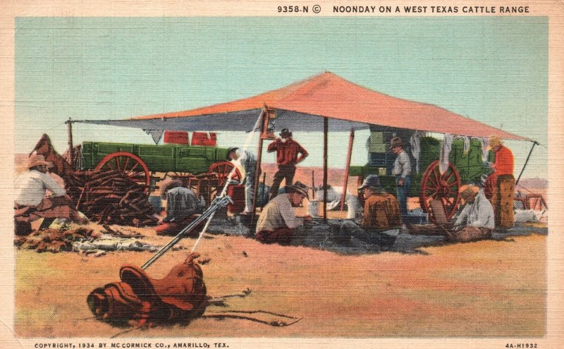 Vintage Postcard 1937 Monday West Cattle Range Ja Ranch Saddle Branding ...