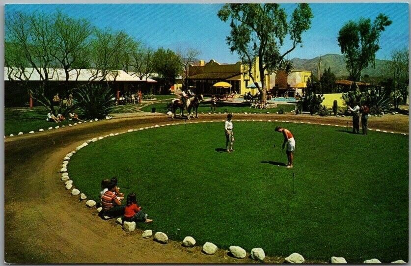 Tucson, Arizona Postcard "DESERT WILLOW RANCH" Putting Green Scene ...