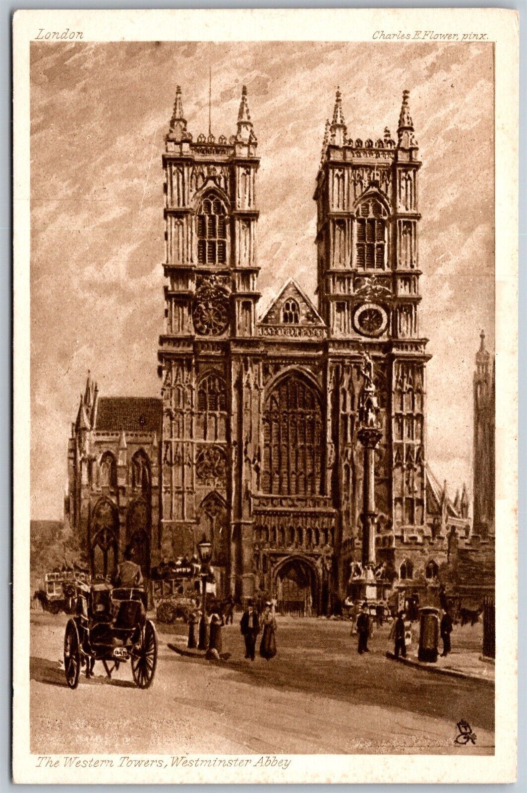 Vtg London Westminster Abbey Western Towers Photogravure 1910s Tuck ...
