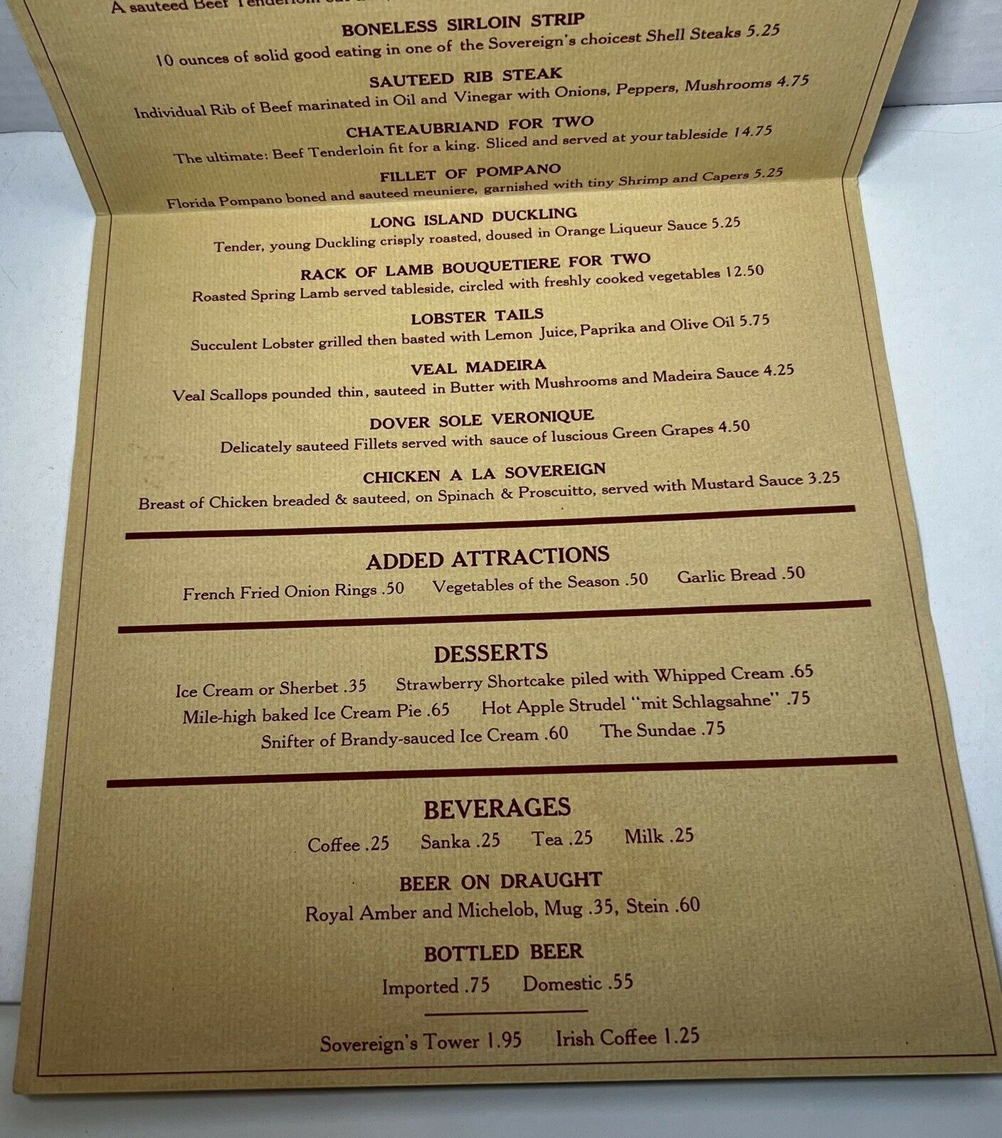 Vintage 1970s The Sovereign at Queen's Tower Dinner Menu Cincinnati OH ...