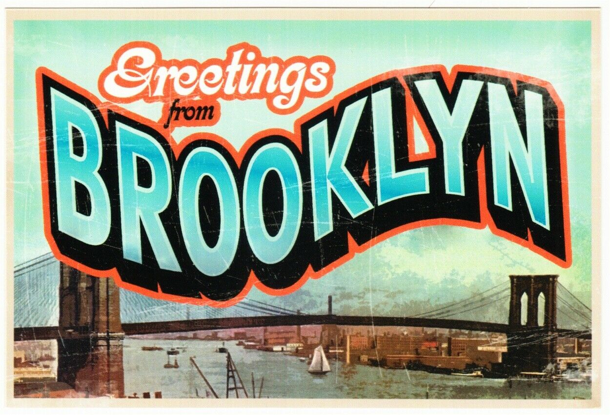 Greetings from Brooklyn New York Bridge Large Letter Chrome Postcard ...