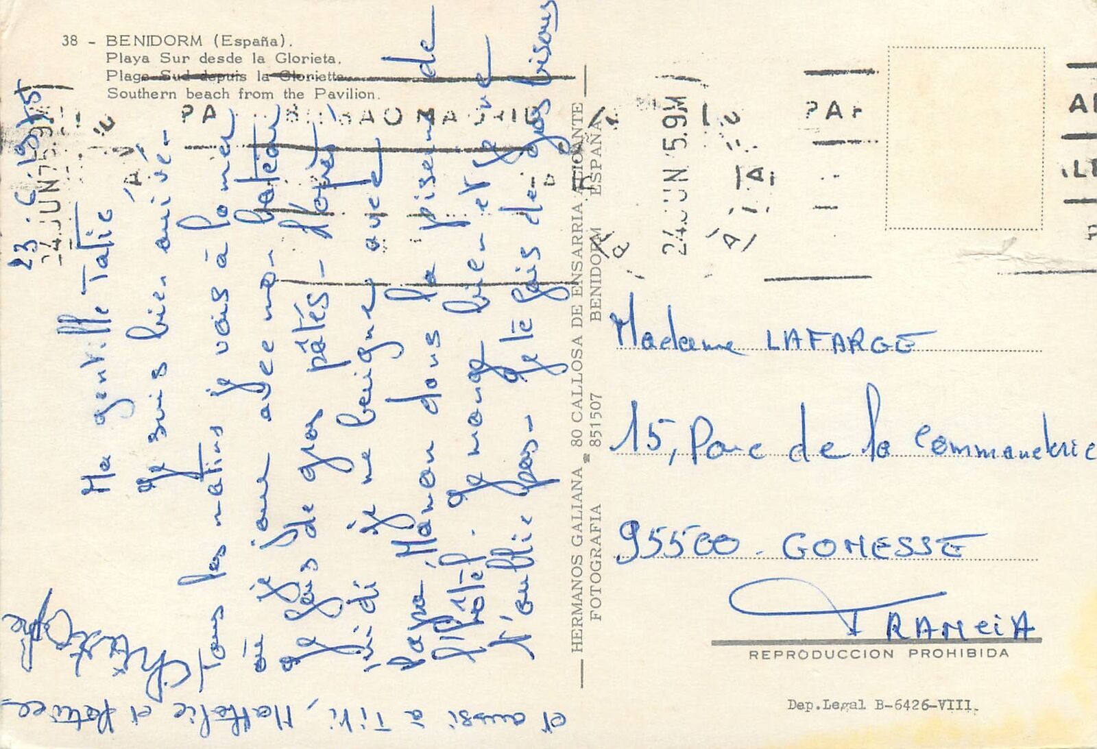 Postcard Spain Benidorm Southern beach view from the Pavilion | Europe ...