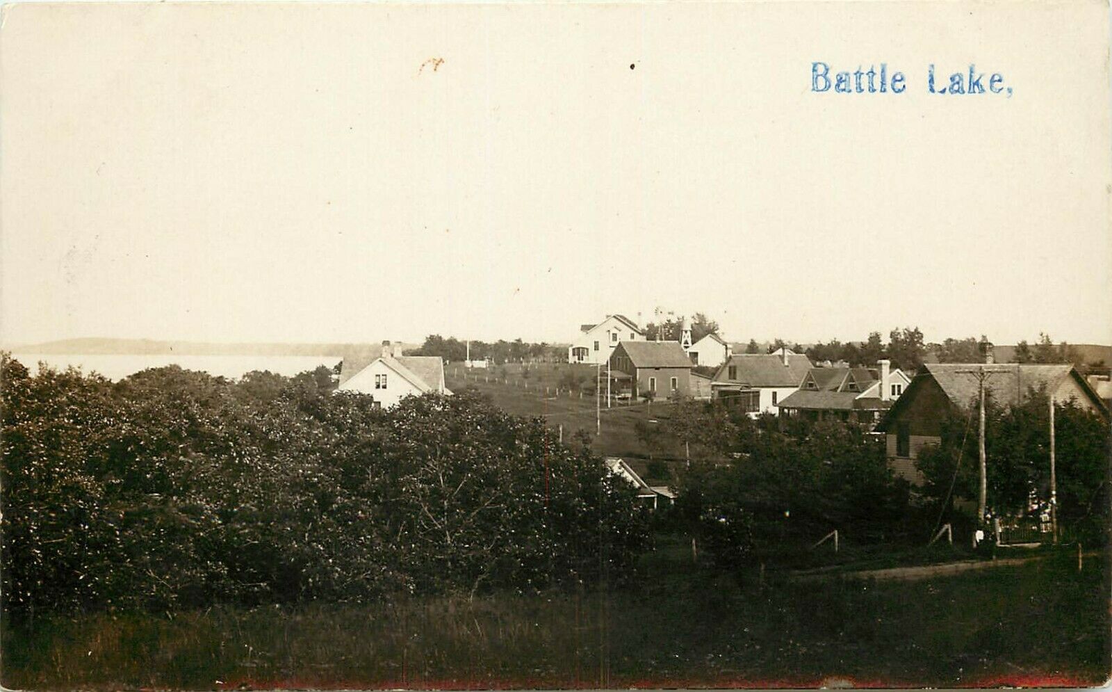 c1910 RPPC Postcard; Battle Lake MN Houses Otter Tail County Unposted ...