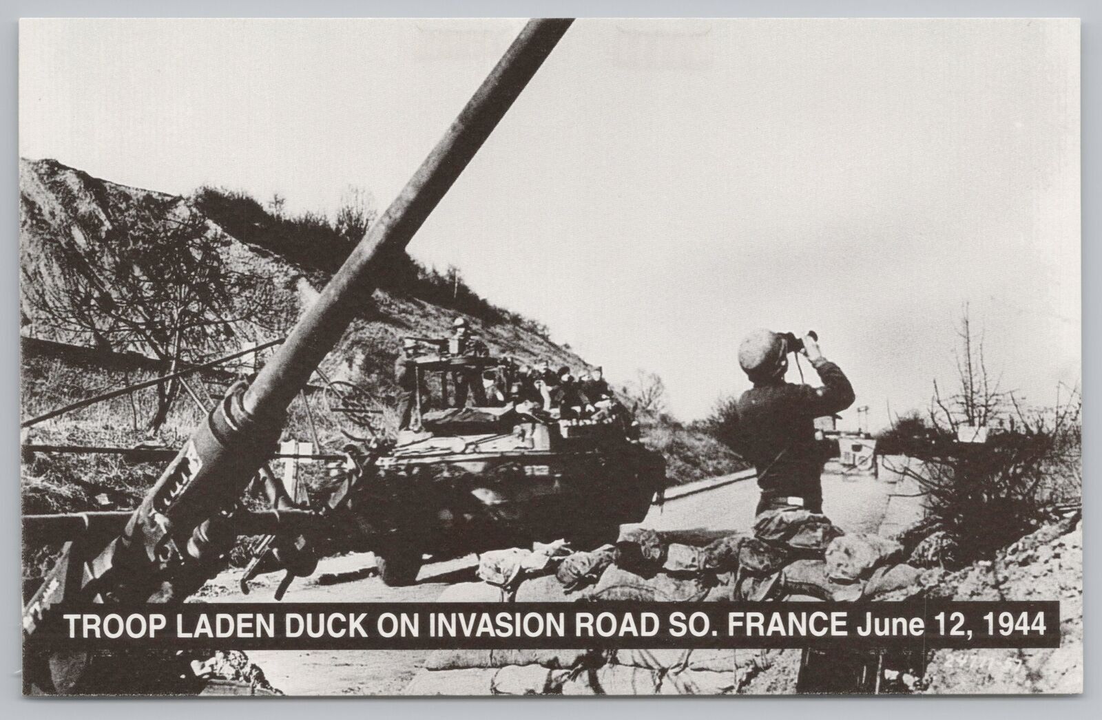 Military~Troop Laden Duck On Invasion Road In France~WW2 Era~B&W ...