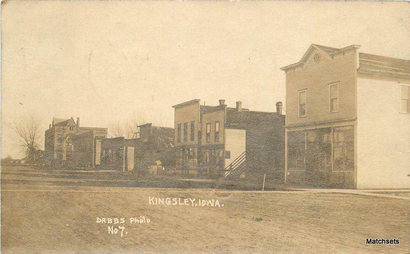 1908 KINGSLEY IOWA Street Scene DRBBS Photo RPPC PLYMOUTH Postcard 7912 ...