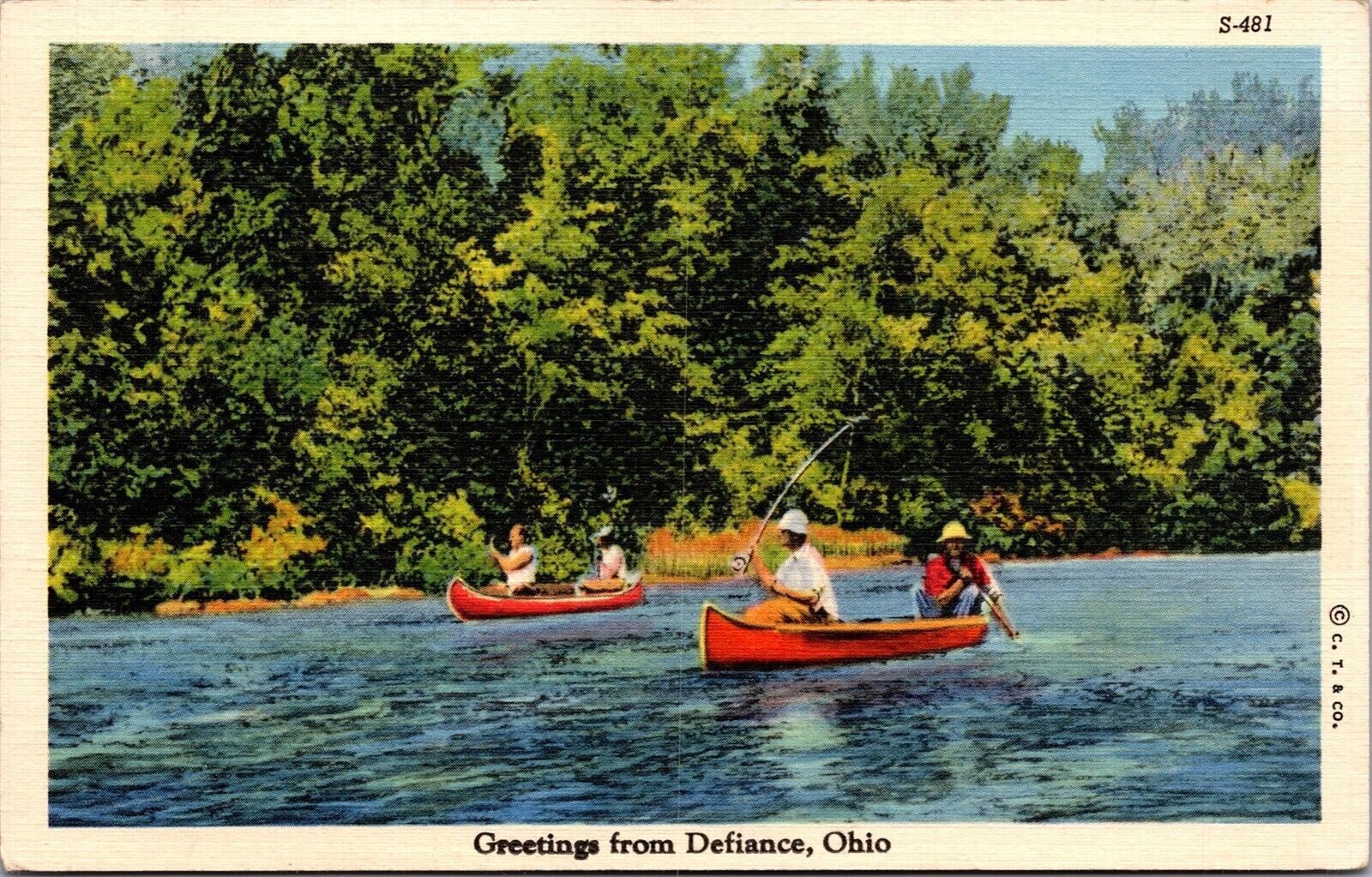 Vtg Scenic Greetings from Defiance Ohio OH Fishing Lake Canoe 1930s ...