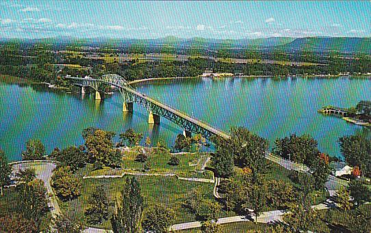 Aerial View Of Lake Champlain Toll Bridge Connecting Chimney Point ...