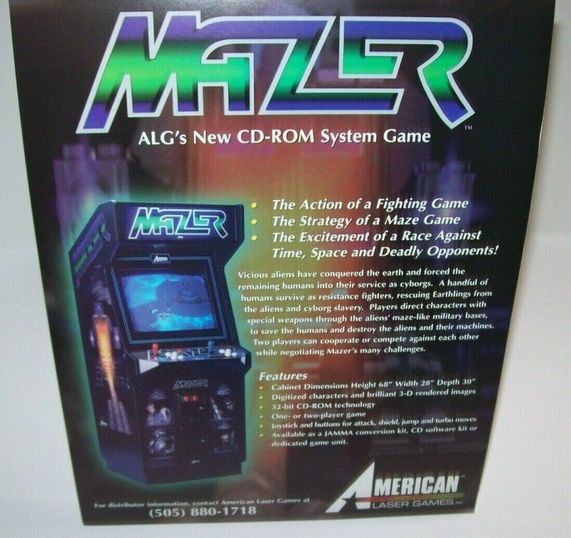 Mazer Arcade FLYER Original 1995 Video Game Artwork Sheet Retro ...