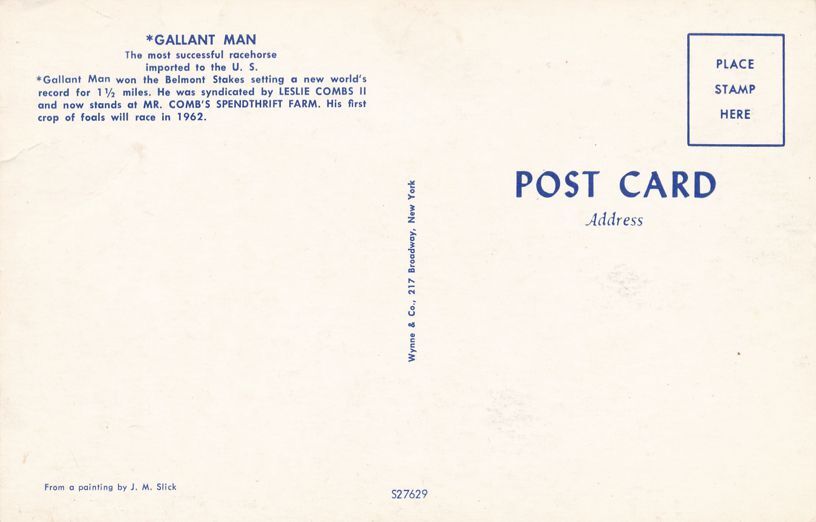 Gallant Man - Race Horse - Winner of 1957 Belmont Stakes with Record ...