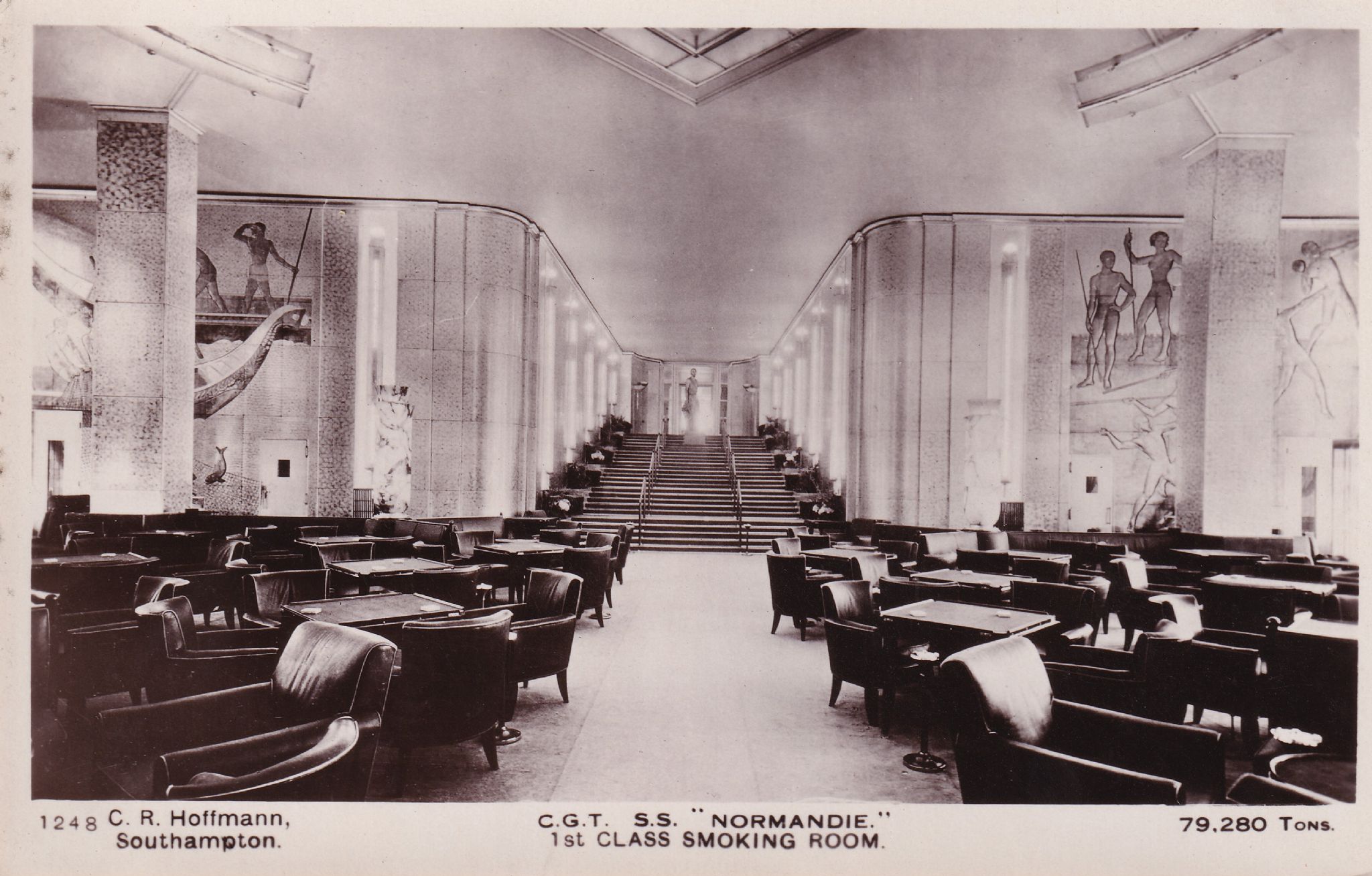 SS Normandie Smoking Room 1930s Real Photo Ship Postcard | Topics ...