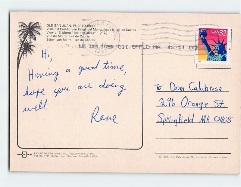 Postcard View of El Morro "Isla de Cabras", Old San Juan, Puerto Rico ...