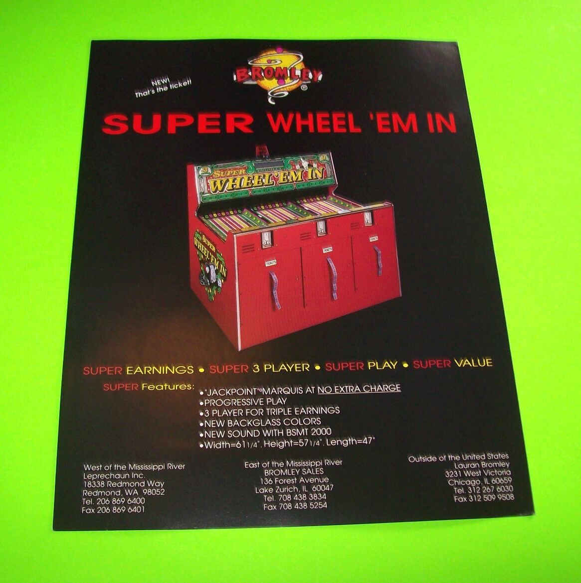 Super Wheel EM in Original NOS Redemption Arcade Game Machine Flyer ...