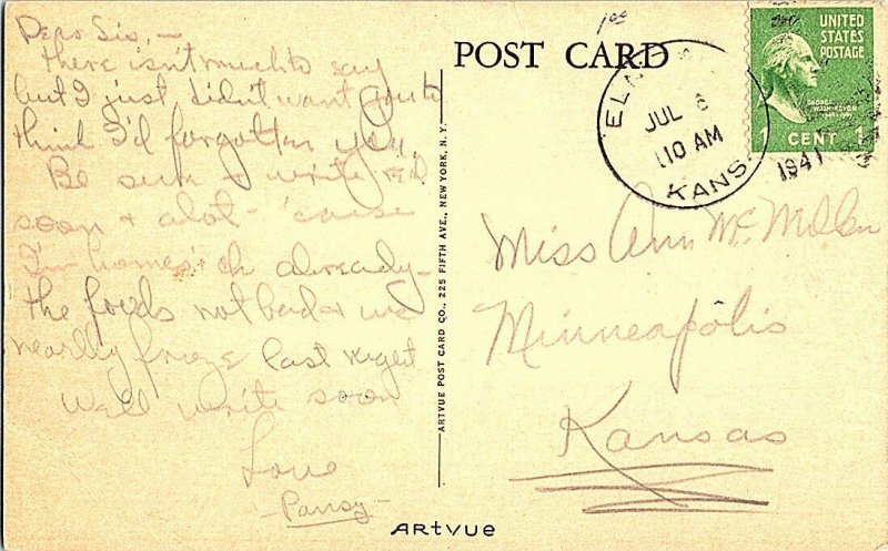 The Range and Lake Camp Wood Elmdale Kansas Vintage Postcard Standard ...