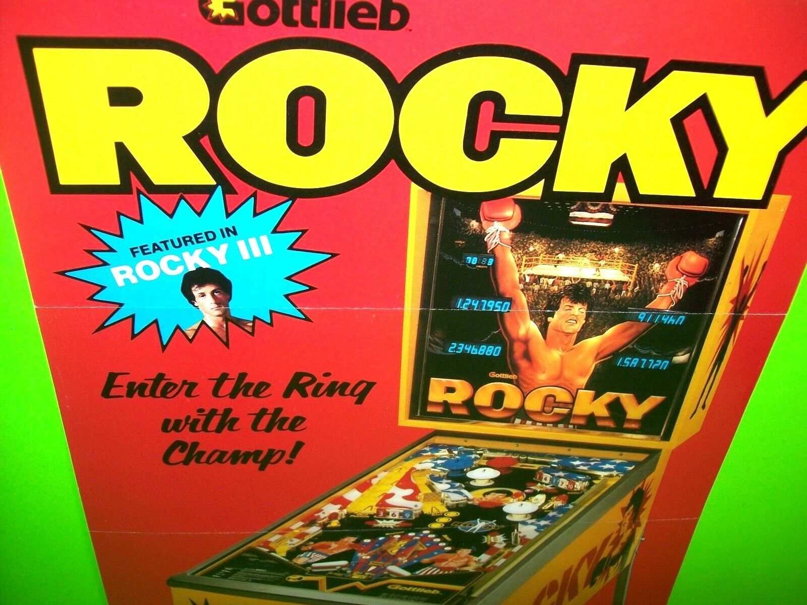 Rocky Pinball Flyer 1982 Original Sylvester Stallone Rocky III Boxer ...