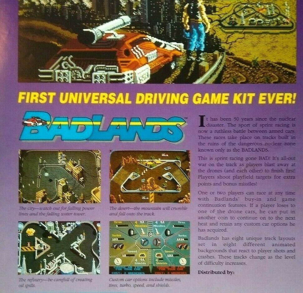 Badlands Atari Arcade FLYER Original 1989 NOS Retro Video Game Art ...