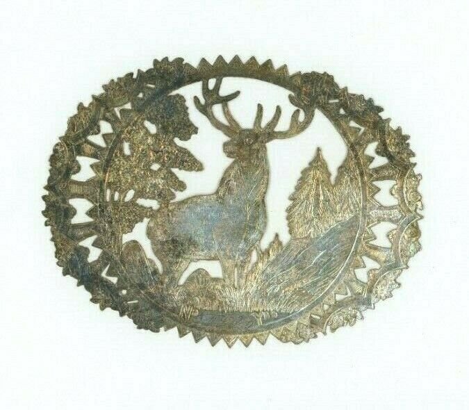 1870s-80s Die-Cut Dresden Fabric Label Handsome Stag Fab! P225 ...