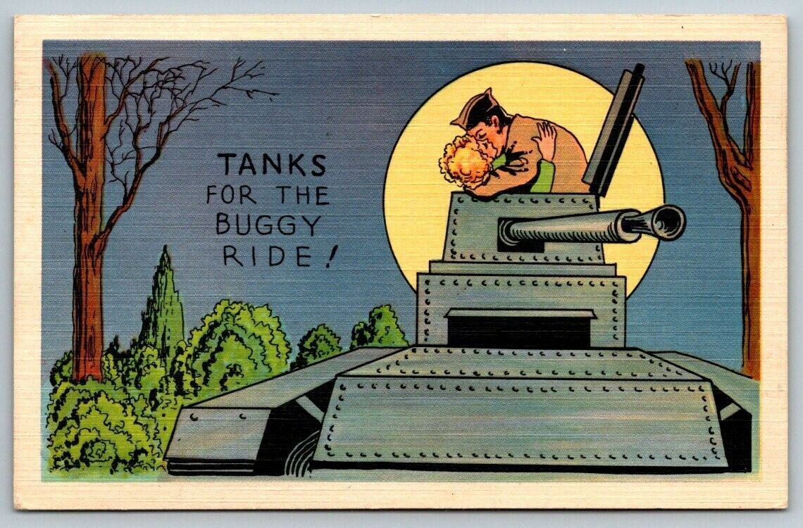 WW2 1943 US Army Humor Comic Tanks For The Buggy Ride Postcard | United ...