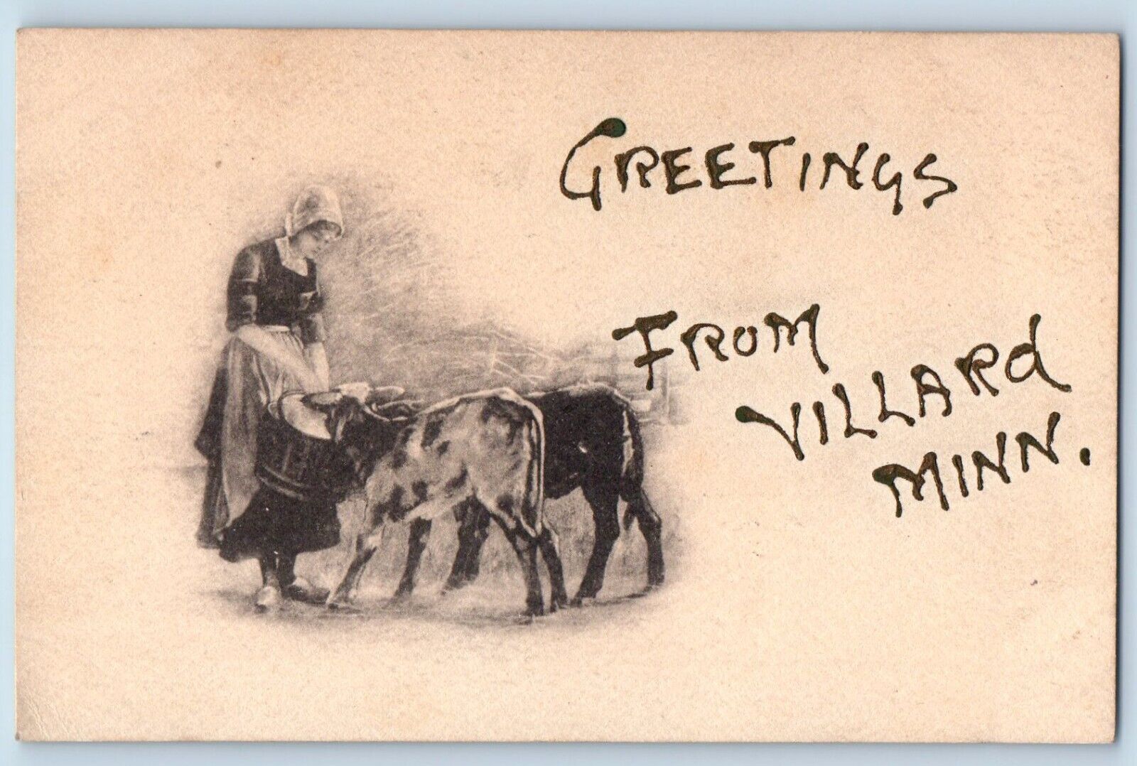Villard Minnesota Postcard Greetings Feeding Animals Jass 1910 Vintage ...