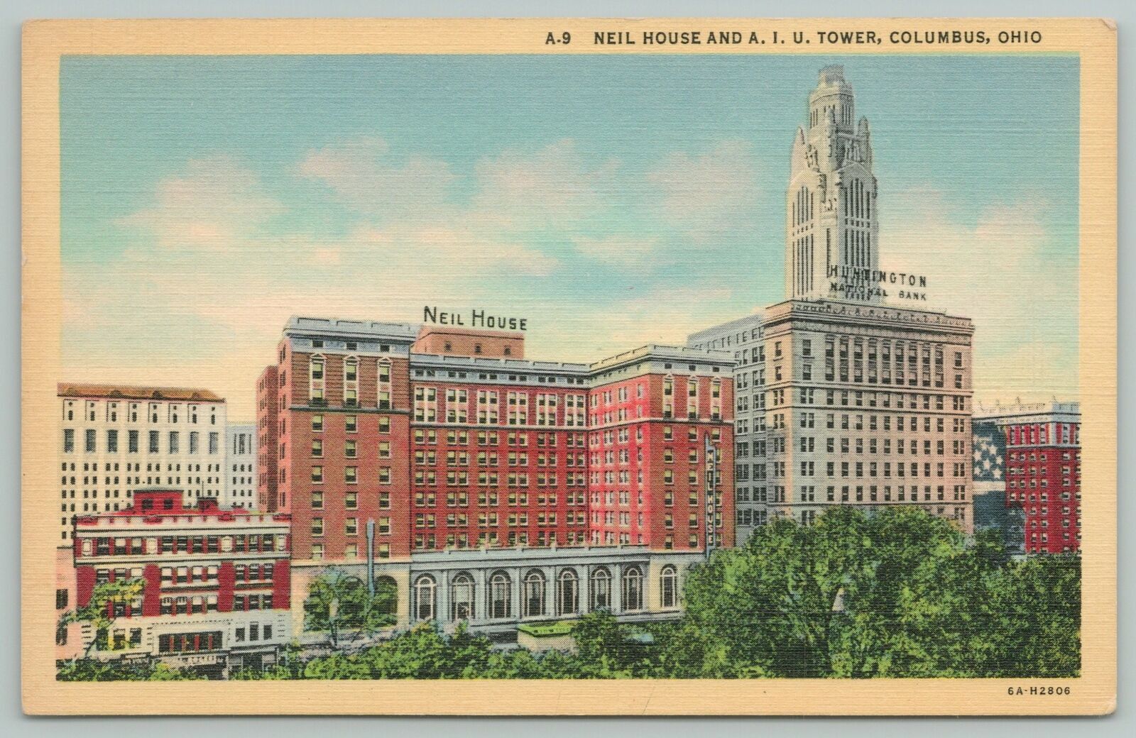 Columbus Ohio~Neil House And AIU Tower~1940s Linen Postcard | United ...