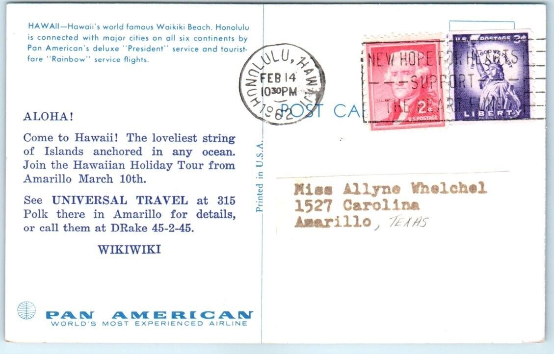 Postcard - Hawaii's world famous Waikiki Beach - Honolulu, Hawaii ...