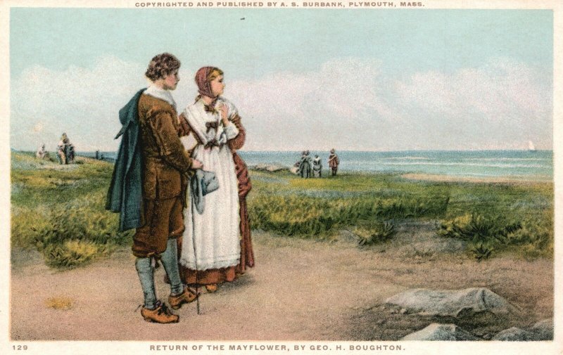 Vintage Postcard 1920's Return Of The Mayflower By Geo H. Boughton A.S ...