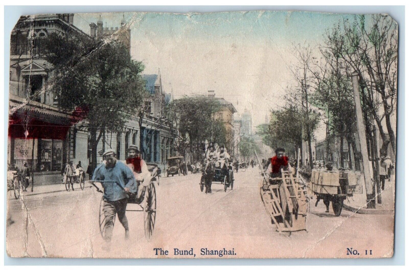 1915 The Bund Shanghai China, Rickshaw Horse Carriage Posted Antique ...