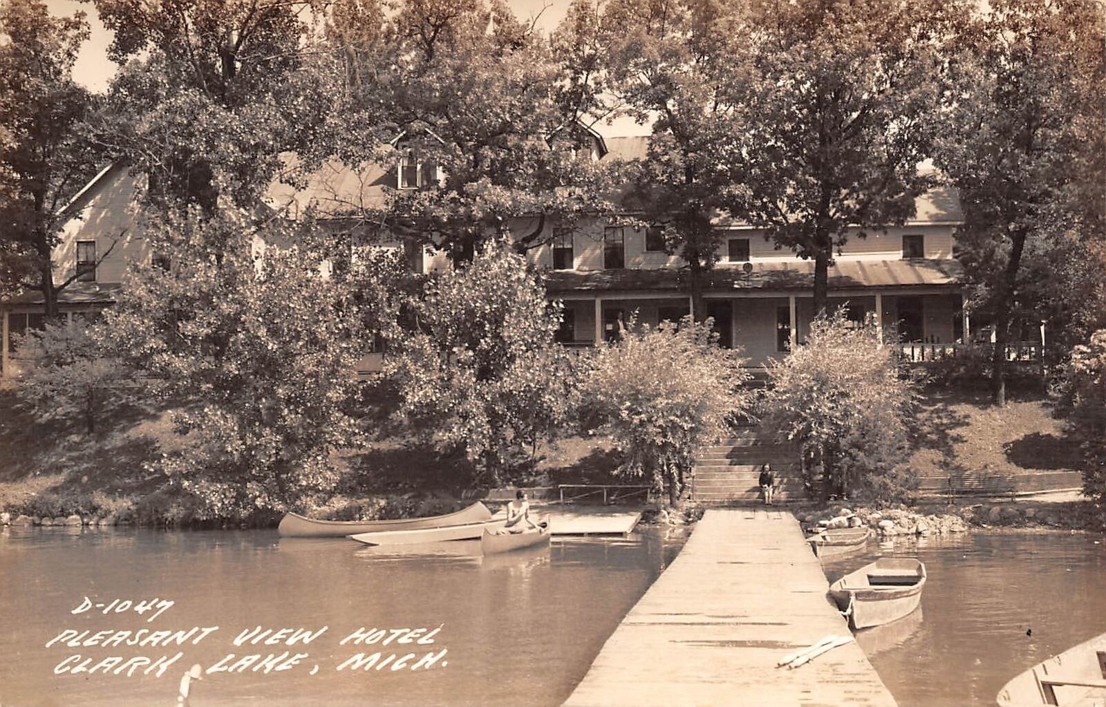 Clark Lake Michigan Pleasant View Hotel, Real Photo Vintage Postcard ...