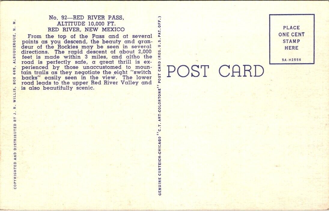 Vintage New Mexico Postcard - Red River - Red River Pass | Latin ...