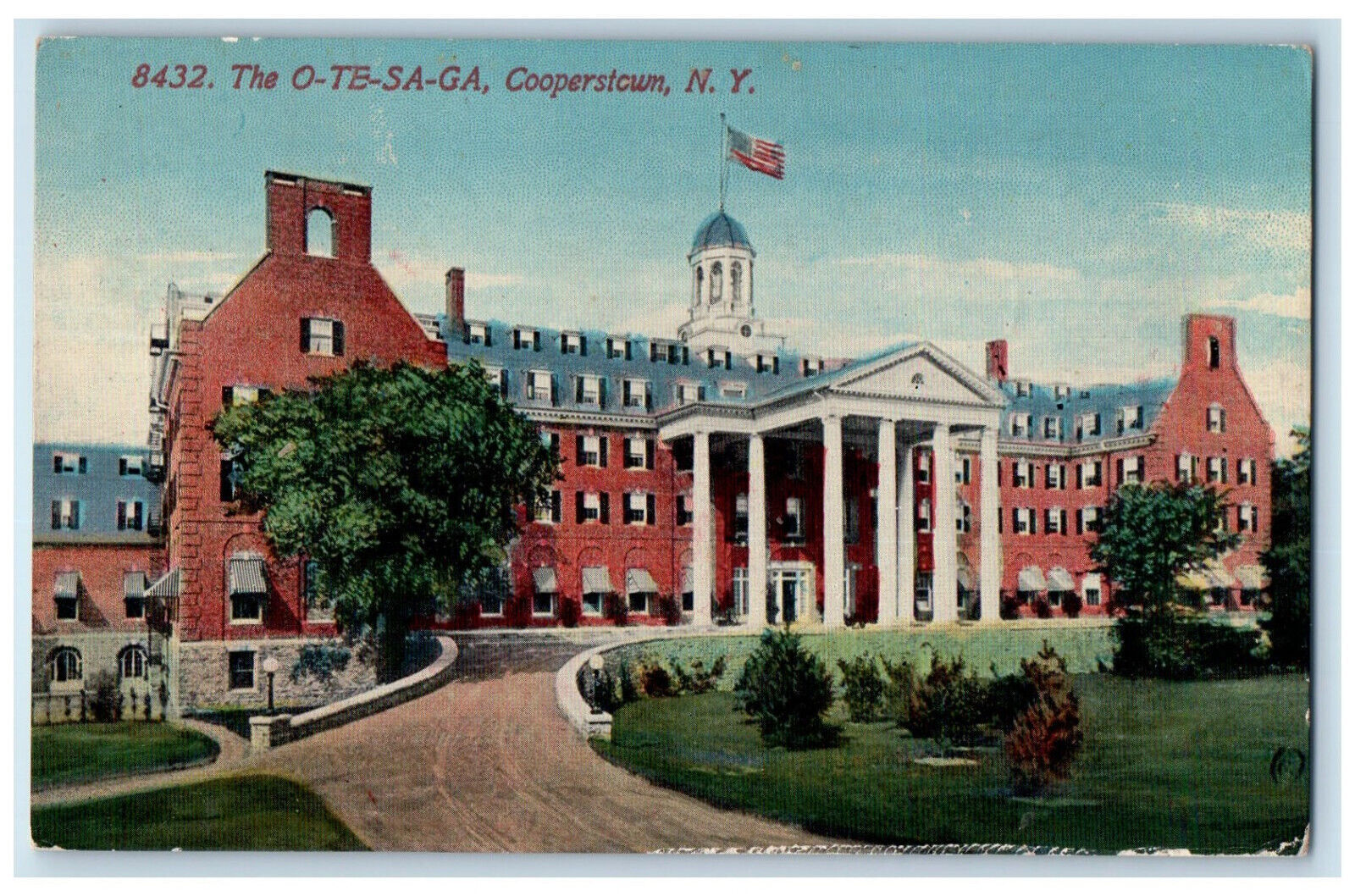 1916 The O-Te-Sa-Ga Resort Hotel Front View Cooperstown New York NY ...