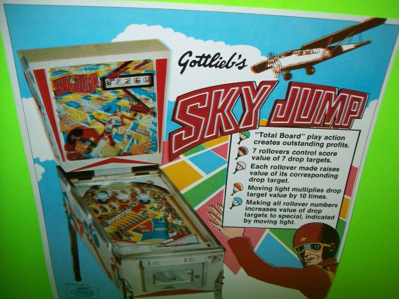 Sky Jump Pinball Machine Flyer Original 1974 BLURRY Image Version Retro ...