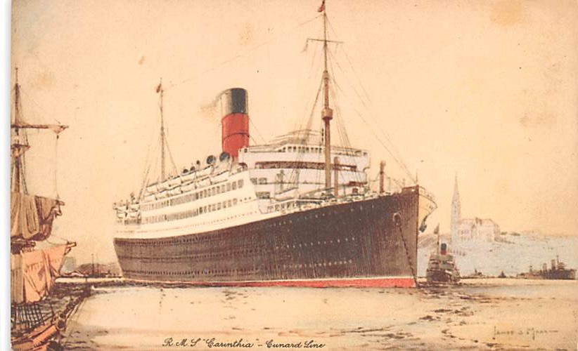RMS Carinthia, Cunard Line Ship Unused yellowing on back from age ...