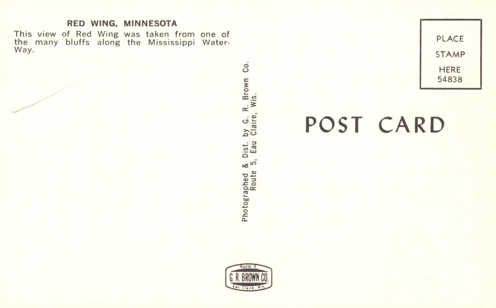 Vintage Postcard Red Wing Bluffs along Mississippi Waterway Minnesota ...