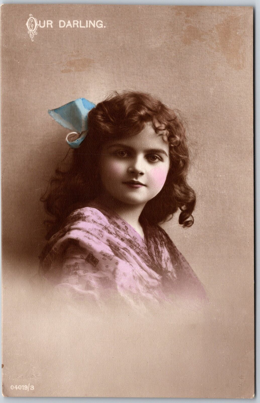 Young Girl Blue Ribbon Cute Smile Darling Curly Hair Photograph ...