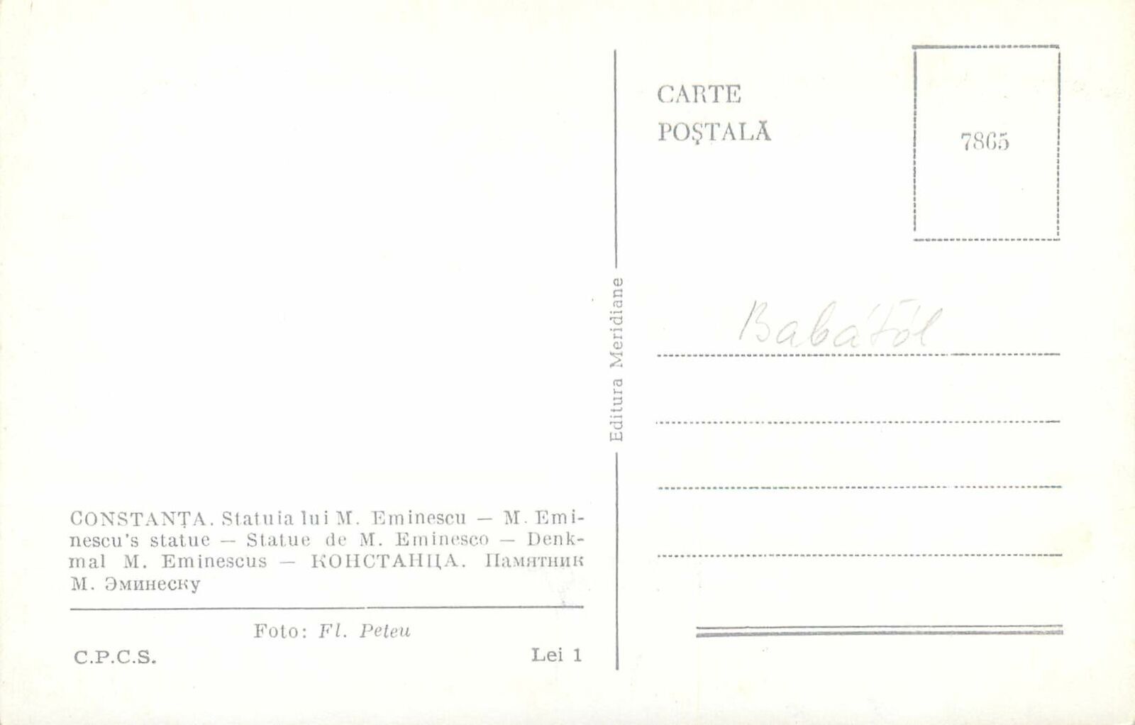 carte postala Romania Constanta statuia lui Mihai Eminescu | Europe ...
