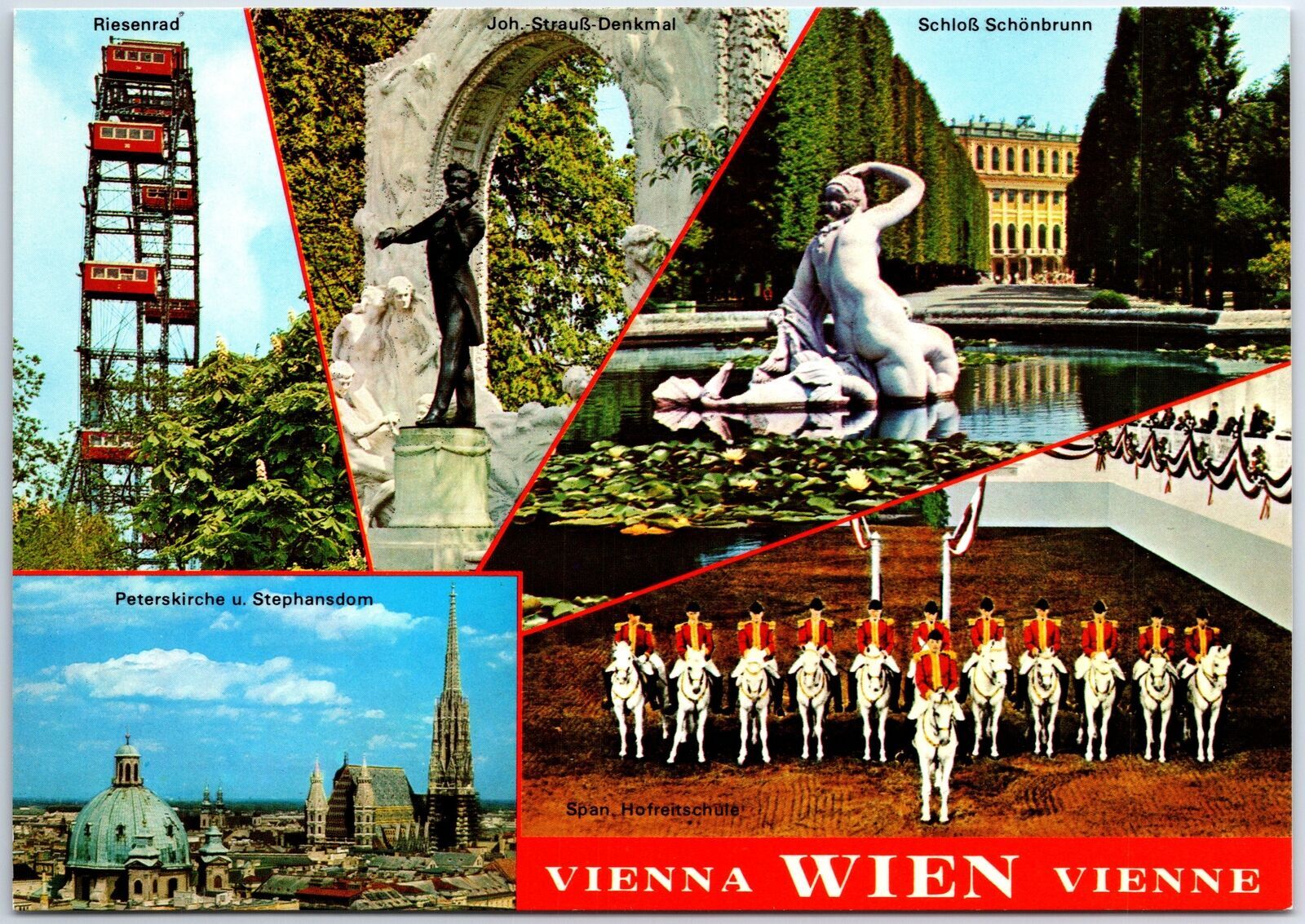 Vintage Continental Sized Postcard (5) Scenic Miniviews of Vienna ...