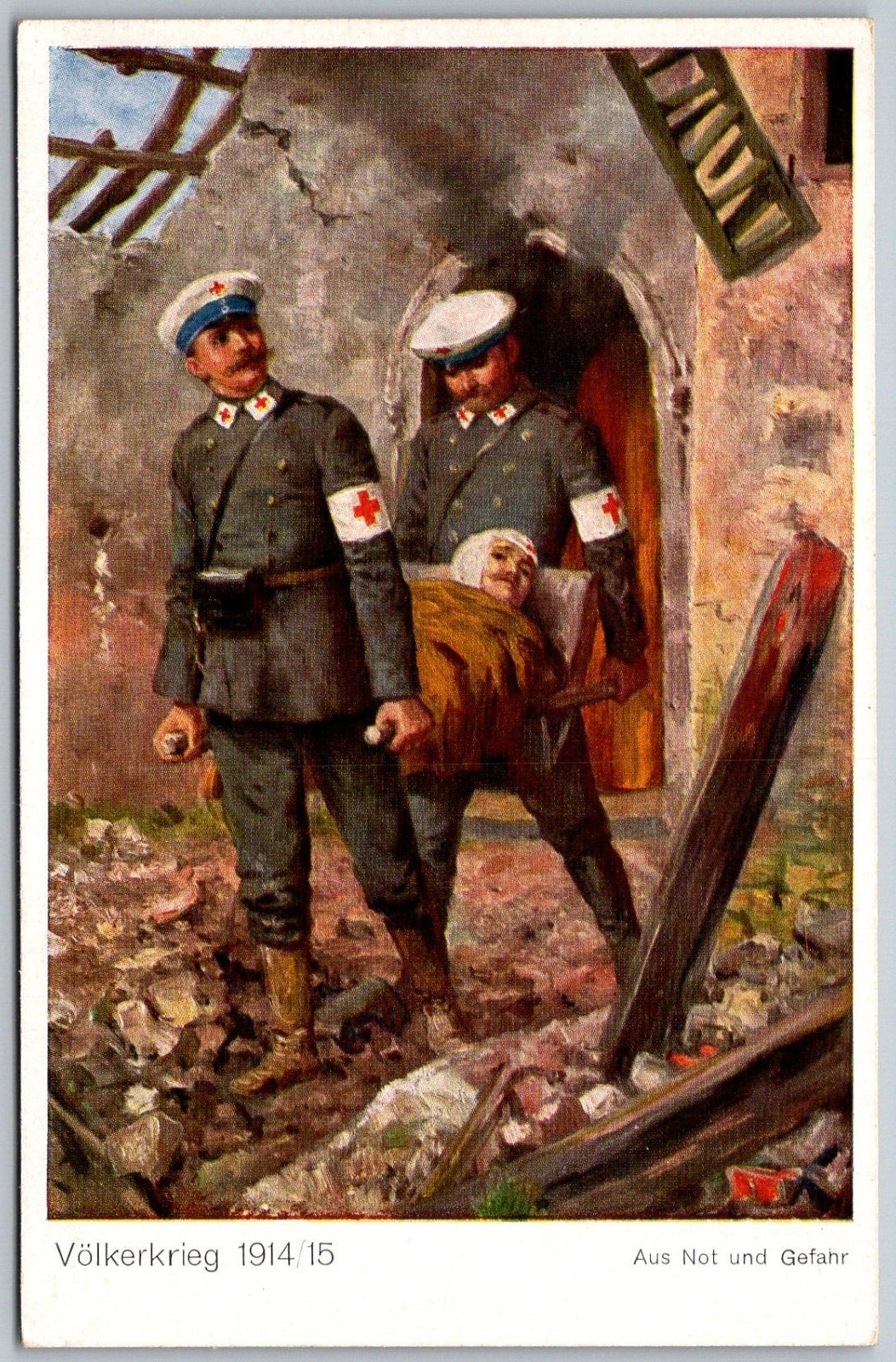 German WWI Red Cross Medical Stretcher Bearers 1915 Postcard ...