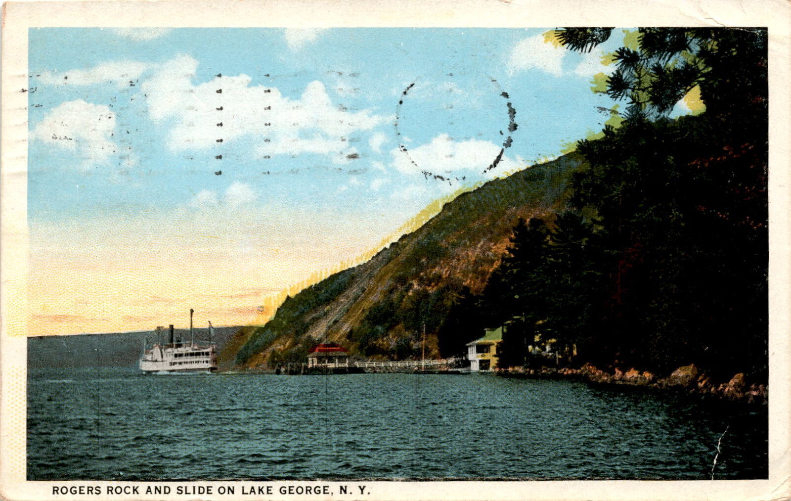 Vintage postcard of Rogers Rock and Slide, Lake George, NY. | United ...