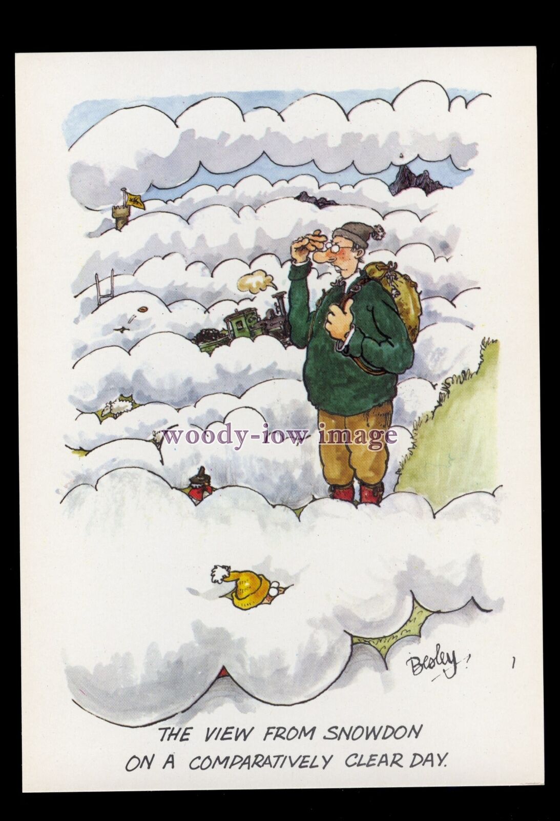 BES031 - View from Snowdon on Comparatively Clear Day - comic postcard ...