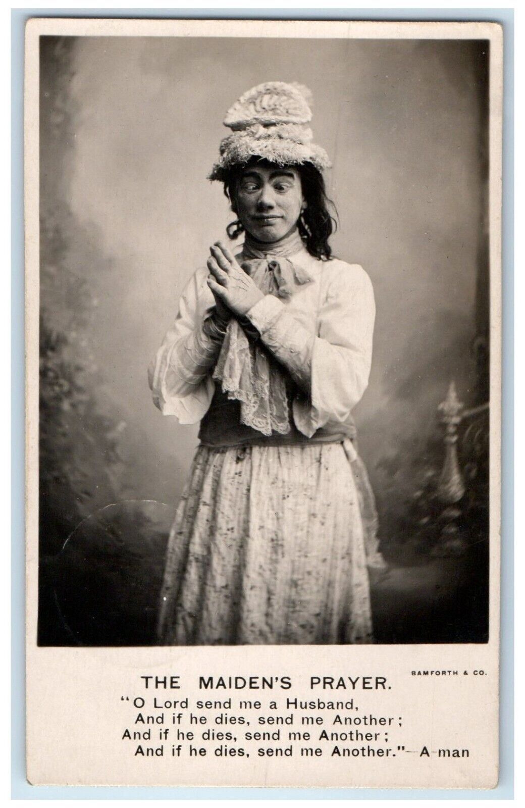 1907 Crossdressing Man Humor Bamforth The Maiden's Prayer RPPC Photo ...