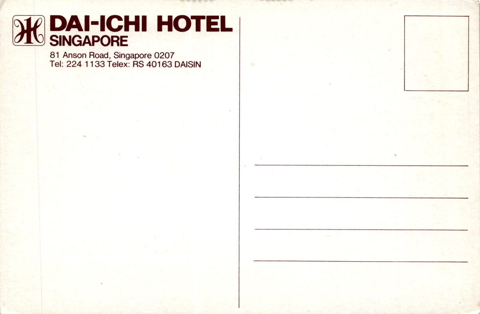 H Dai-Ichi Hotel Singapore 00 Dai-Ichi Hotel Singapore 81 Anson Road Si ...