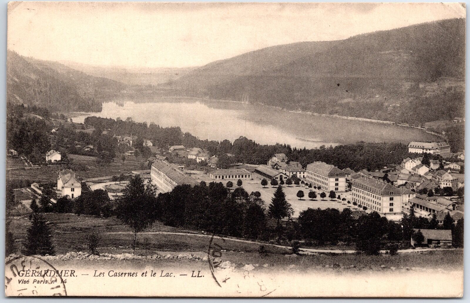 Vintage Postcard VIW of the Town Square and Lake at Gerardmer France ...