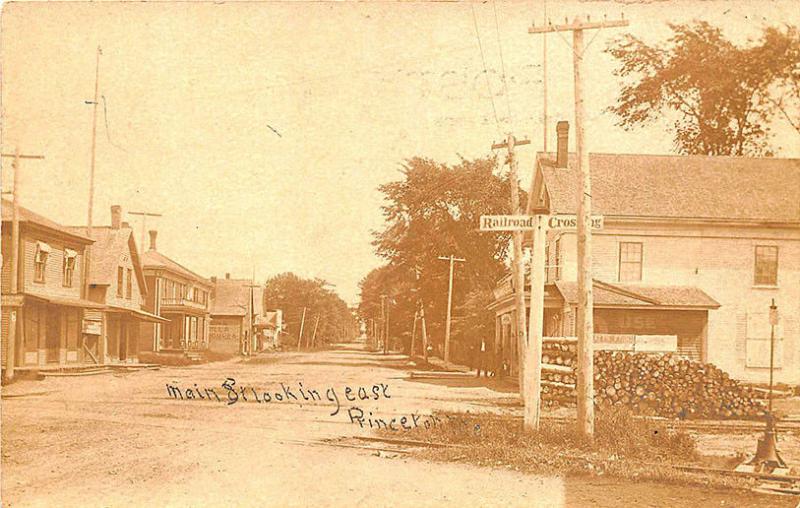 Princeton ME Main Street Store Fronts Railroad Crossing RPPC Postcard ...