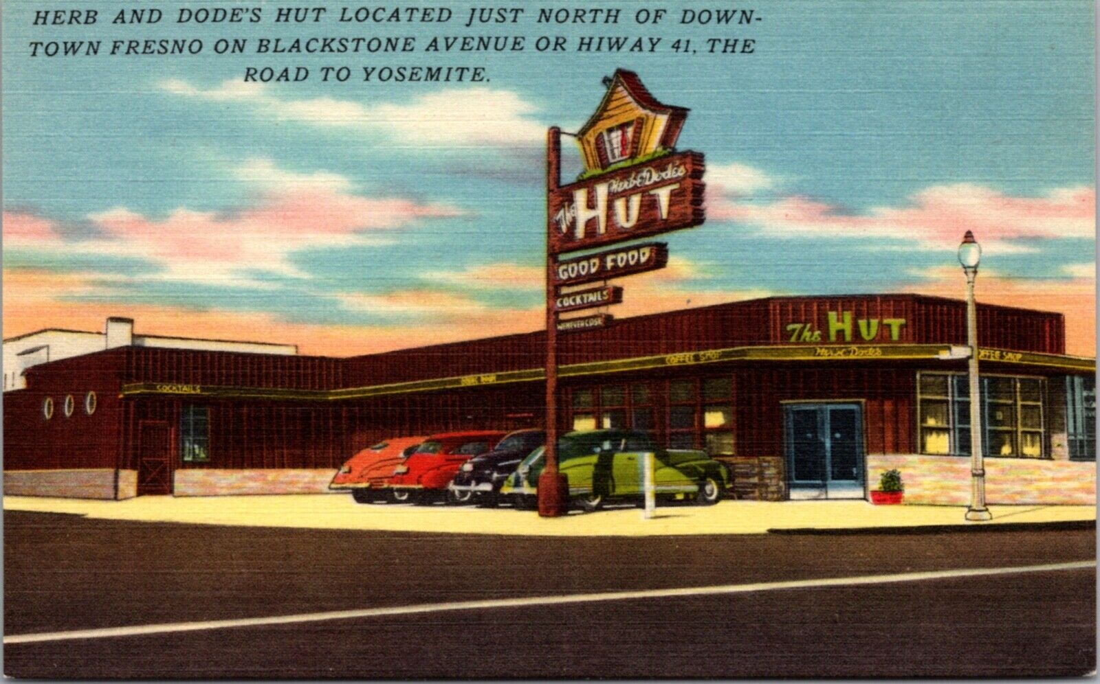 Linen PC Herb and Dode's The Hut Restaurant Fresno, California Road to ...