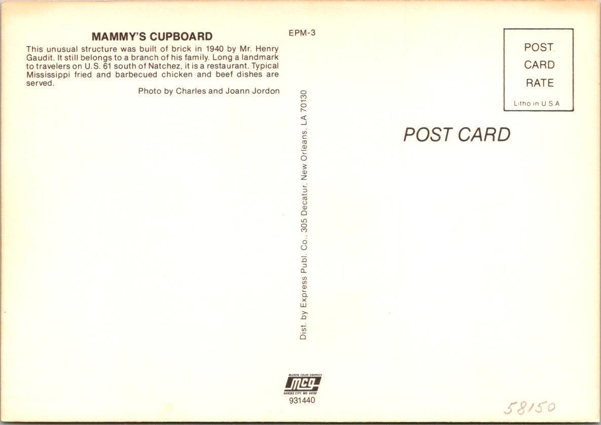 Natchez, MS Mississippi MAMMY'S CUPBOARD RESTAURANT Roadside 4X6 ...