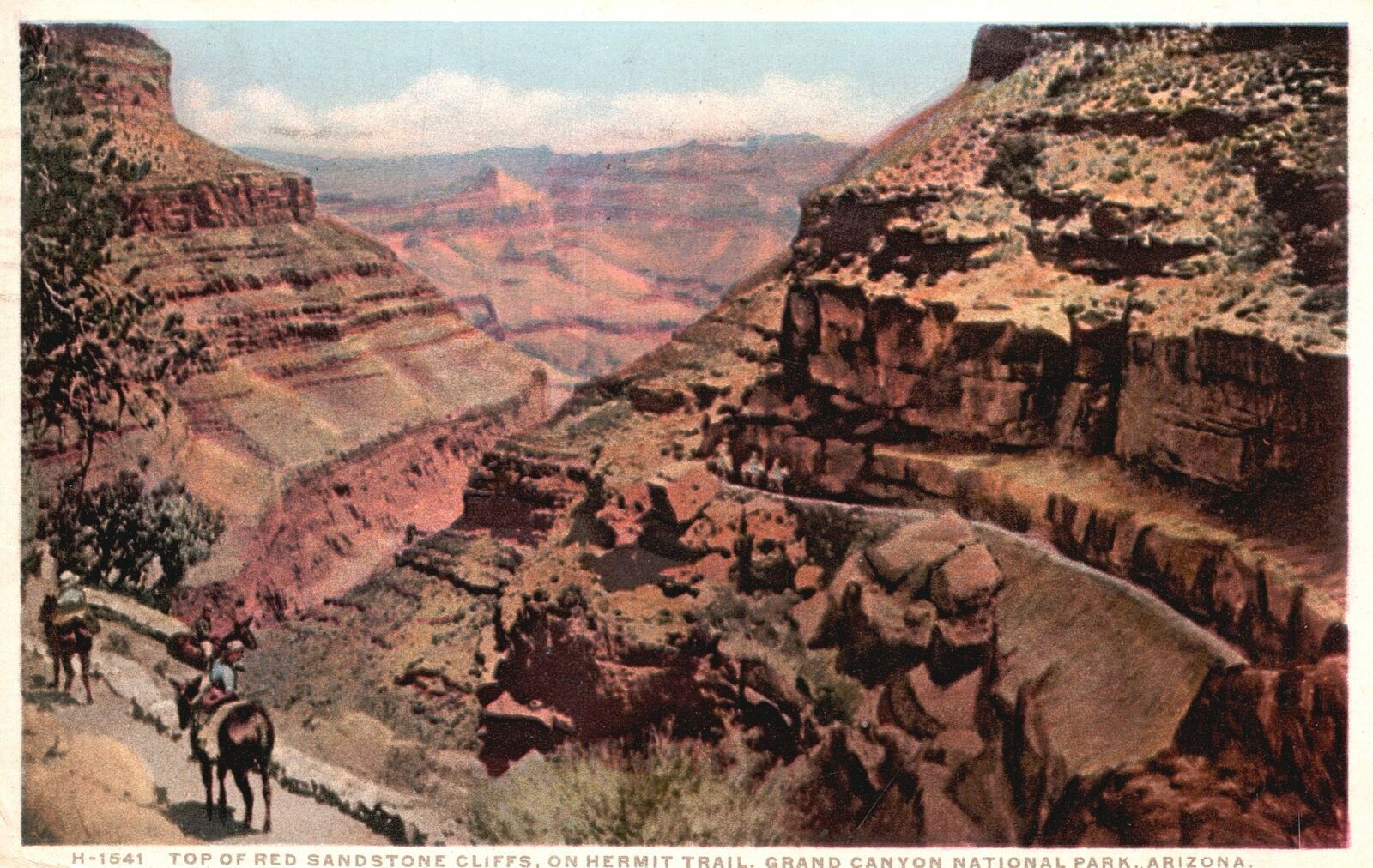 Vintage Postcard 1928 Red Sandstone Cliffs Hermit Trail Grand Canyon ...