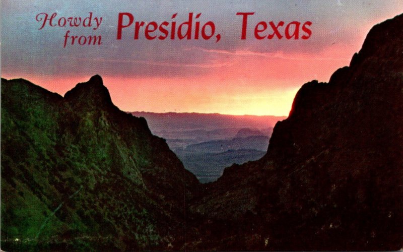 Texas Howdy From Presidio Sunset From Big Bend National Park Into Old ...