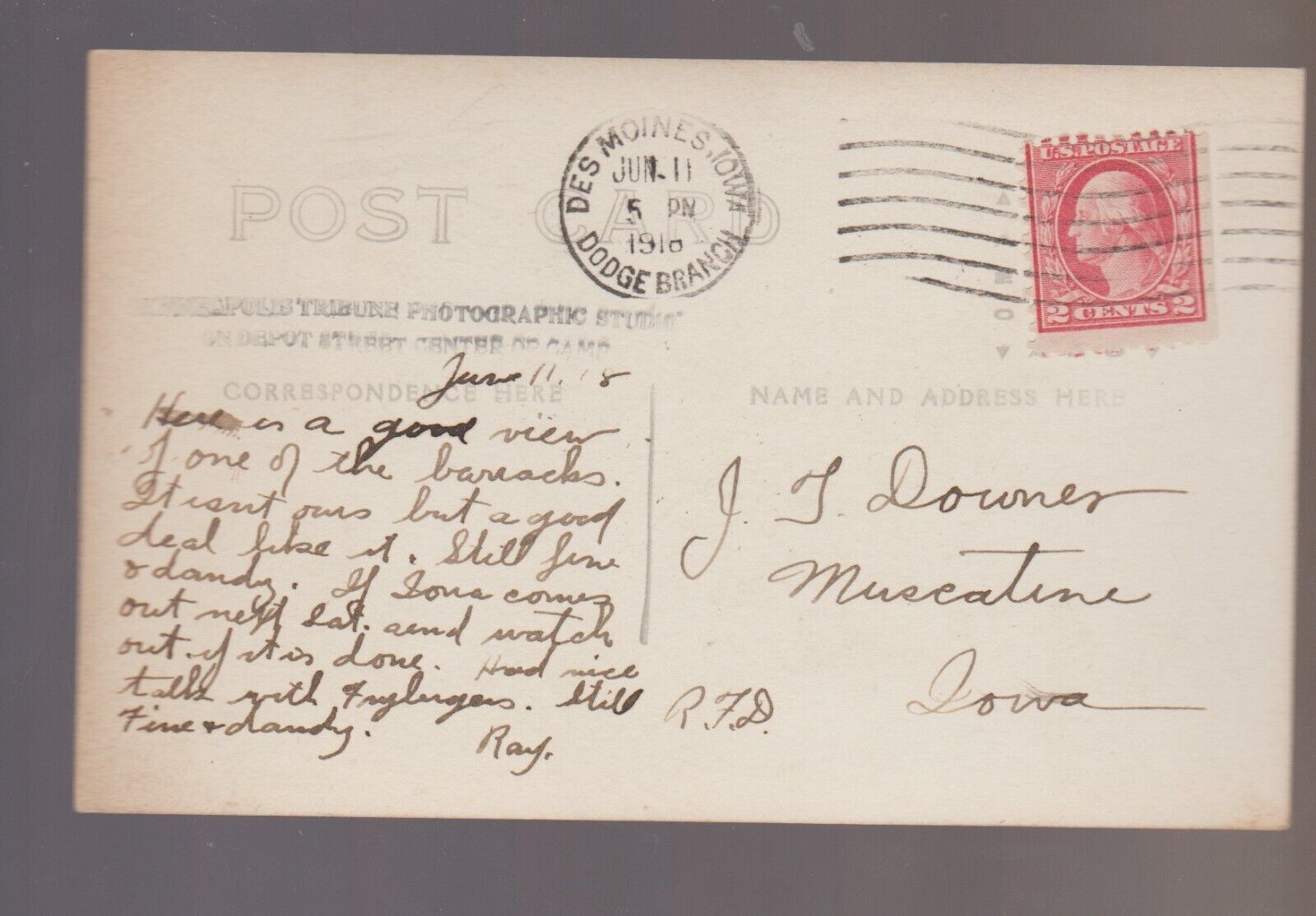 Camp Dodge IOWA RPPC 1918 WW1 US ARMY BARRACKS Military Camp nr Des ...